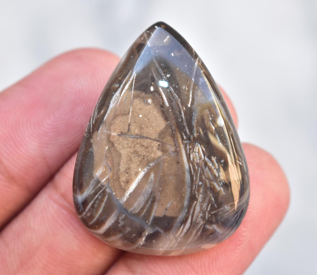 Fossilized Foraminifera Feather Agate Cabochon / Feather Agate Gemstone ...