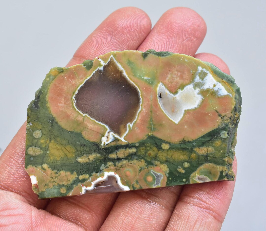 Rhyolite Slice / Rainforest Rhyolite Gemstone Slab / Fruit Jasper / for ...