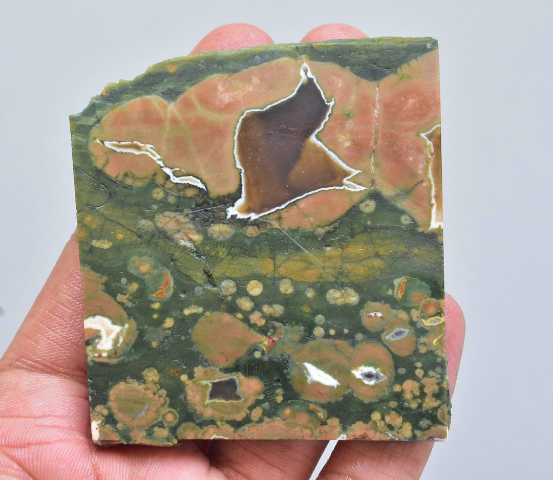 Rhyolite Slice / Rainforest Rhyolite Gemstone Slab / Fruit Jasper / for ...