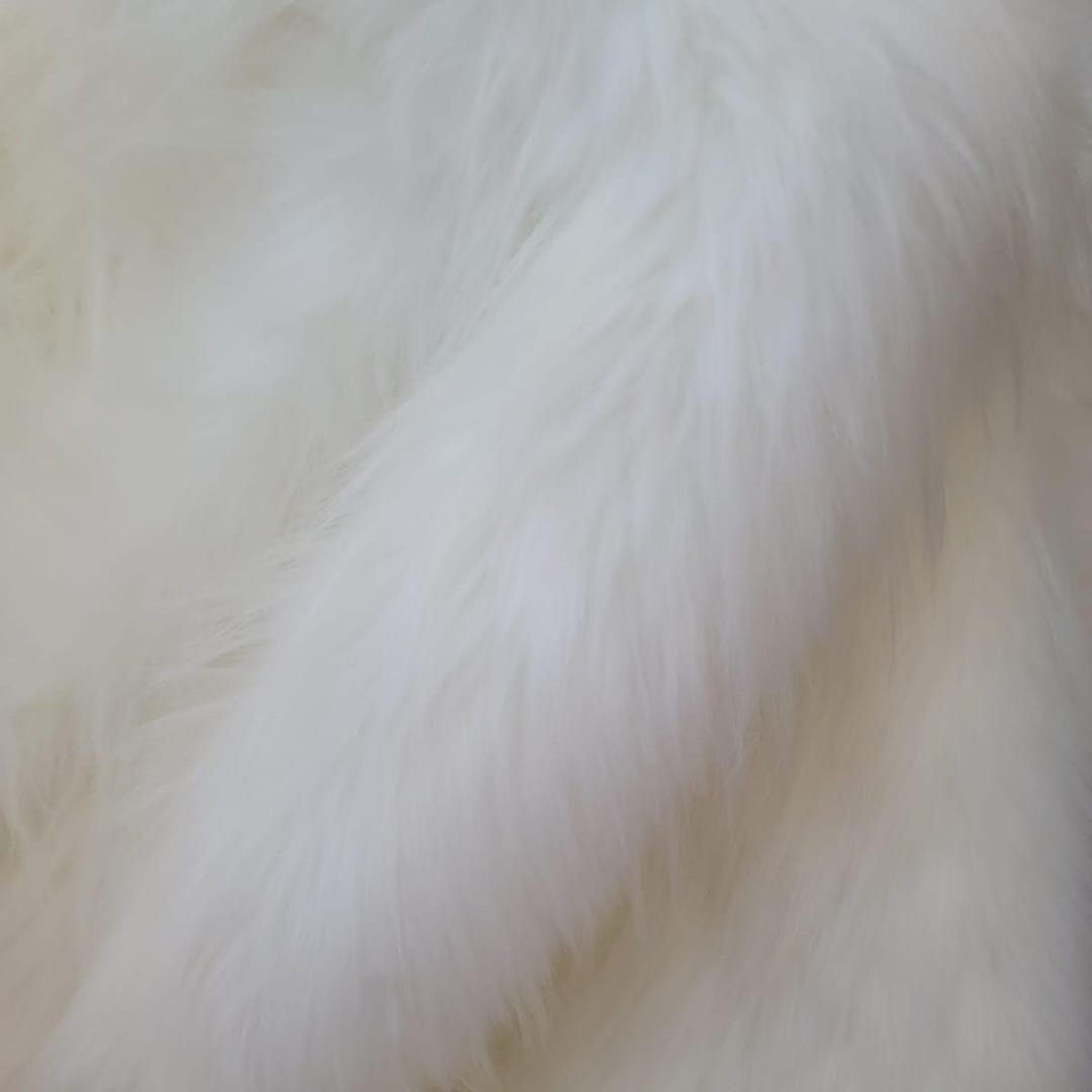 White Faux Fur, White Fluffy Fabric, White Fur as Real, White Long Pile ...