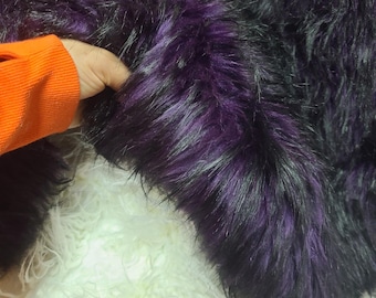 Dark Purple Shaggy Faux Fur Fabric: Ultra Soft Long Pile - Sold by the ...