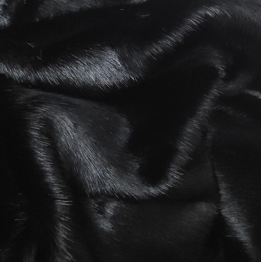 Black Faux Fur, Mink Tissavel, Black Shaggy Fabric, Long Pile, for ...