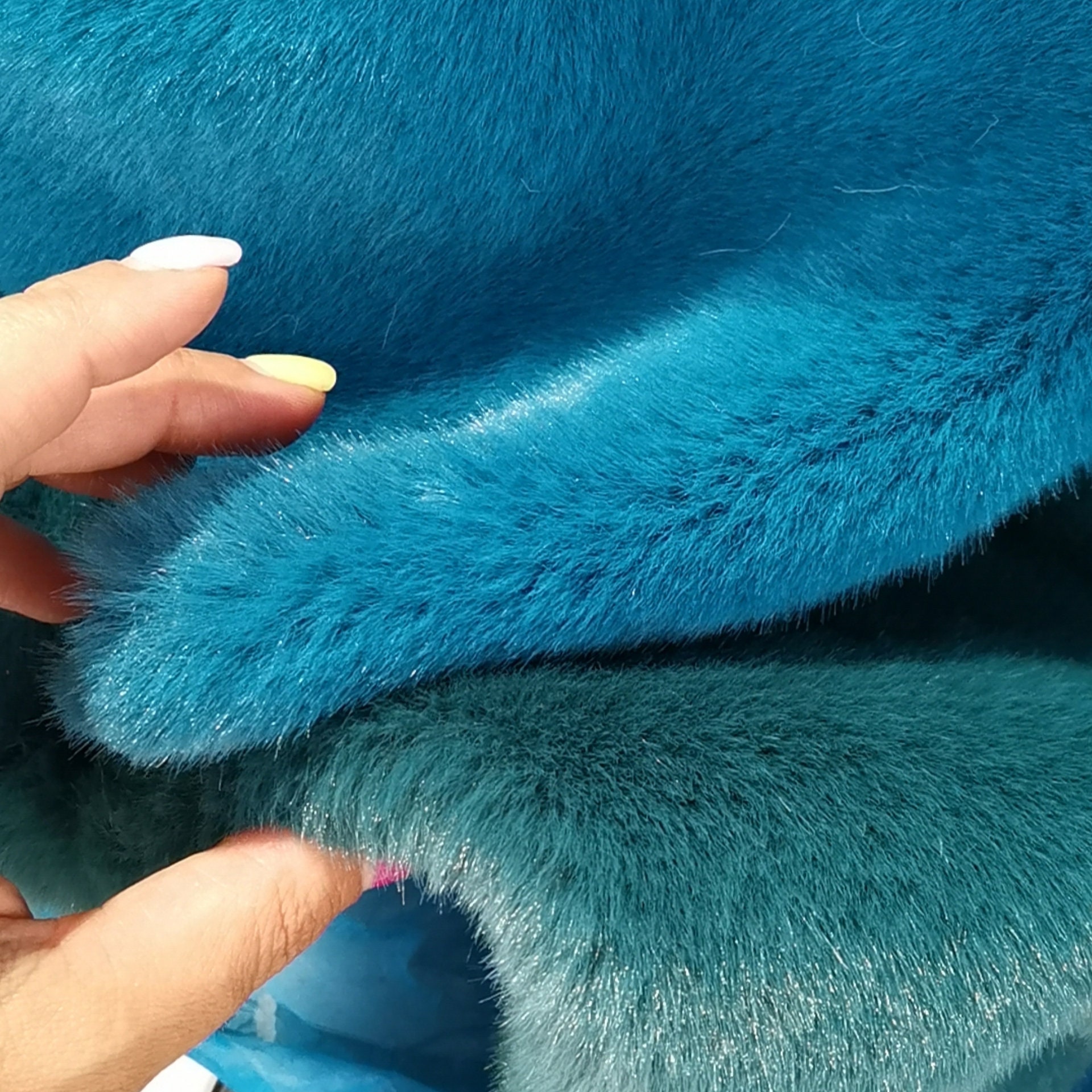 Teal Faux Fur Dark Turquoise Artificial Fur Dark Teal Mink | Etsy