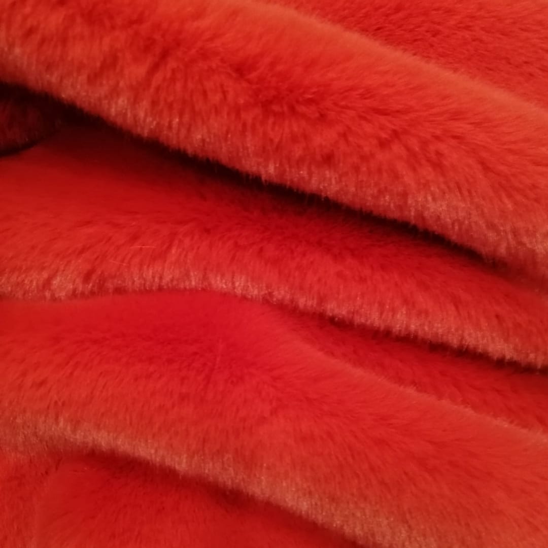Red Faux Fur Mink Tissavel, Bright Red Fur as Real, Scarlet Mink ...