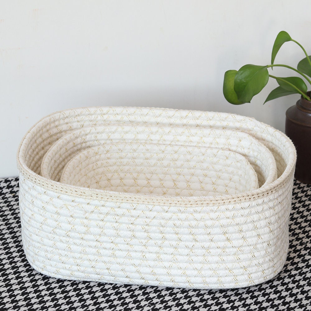 ICEBLUE HD 3-pack Small Nested Storage Bins Boxes Woven Rope - Etsy