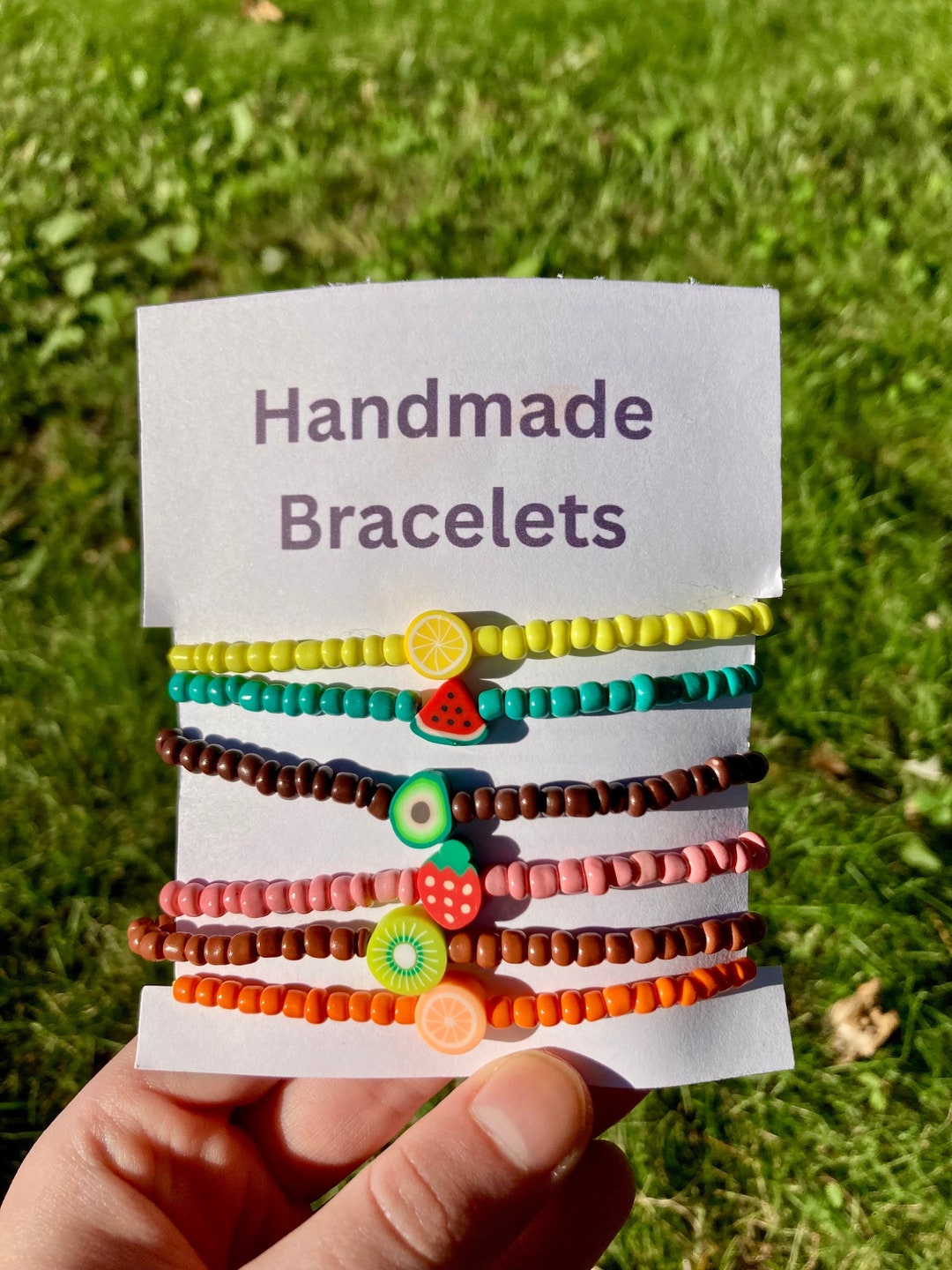 Handmade Fruit Bead Bracelet - Fruits - Stretchy Bracelet - Lemon ...