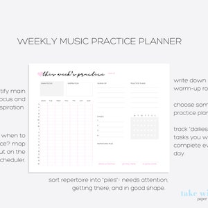 Music Practice Planner Printable Musician Journal Piano - Etsy