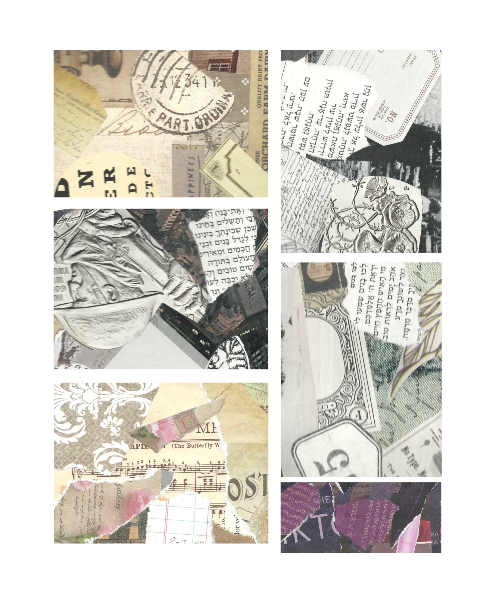 Printable Collage Fodder - Set of 12 - Art Junk Journal Ephemera Craft ...