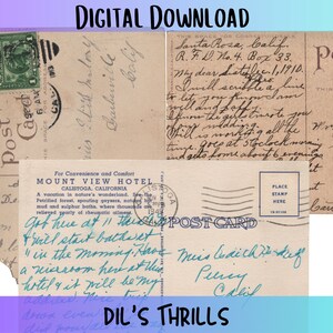 Printable Vintage Postcards - Handwritten Letters -california Themed ...