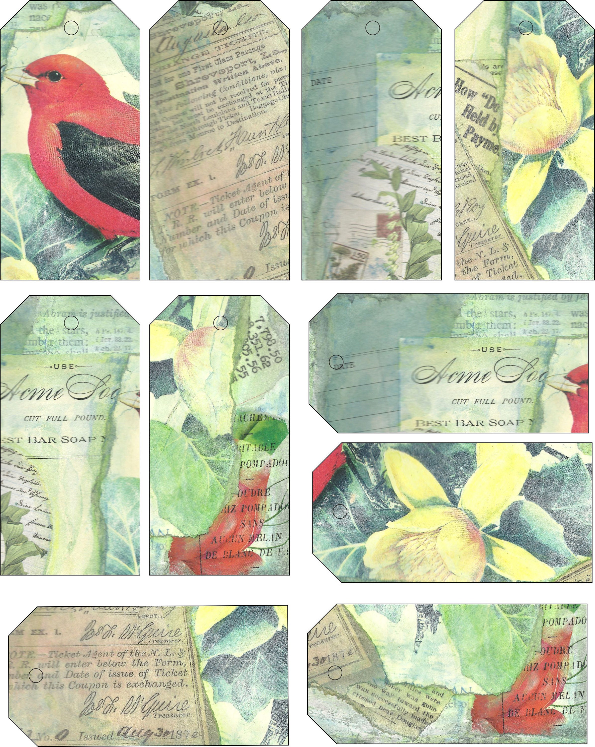 Printable Gift Tags Set of 10 Vintage Theme Flower - Etsy
