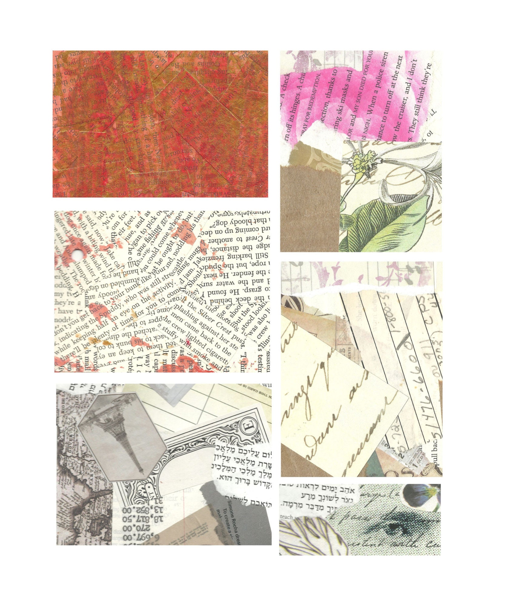 Printable Collage Fodder - Set of 12 - Art Junk Journal Ephemera Craft ...