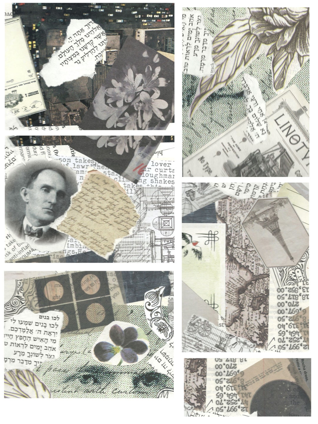 Printable Collage Fodder - Set of 12 - Art Junk Journal Ephemera Craft ...