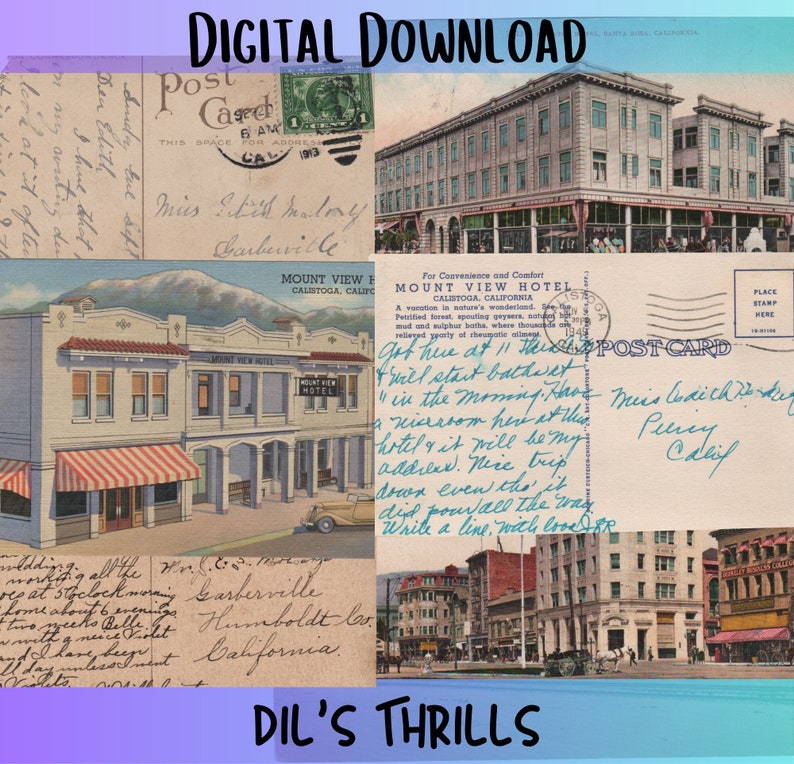 Printable Vintage Postcards - Handwritten Letters -california Themed ...