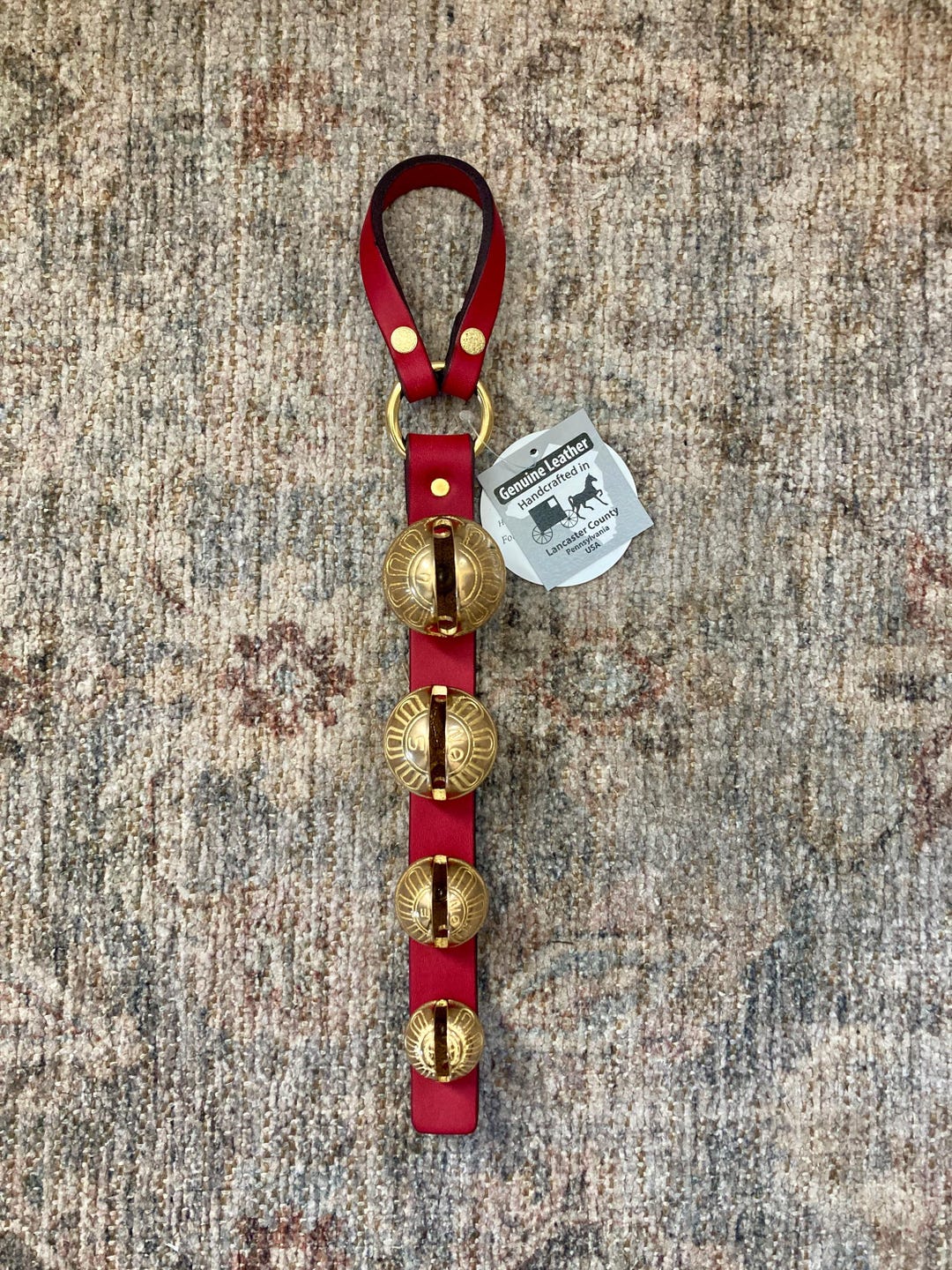 Red Leather Sleigh Bells for Door Handle | Rustic Christmas Decor ...