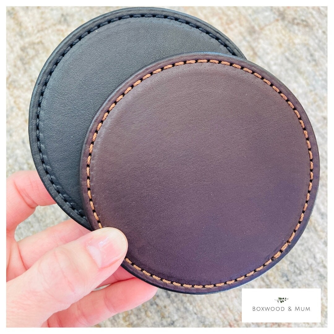 Leather Coasters, Thick Leather Coaster Set, Wedding Favors, Handmade ...