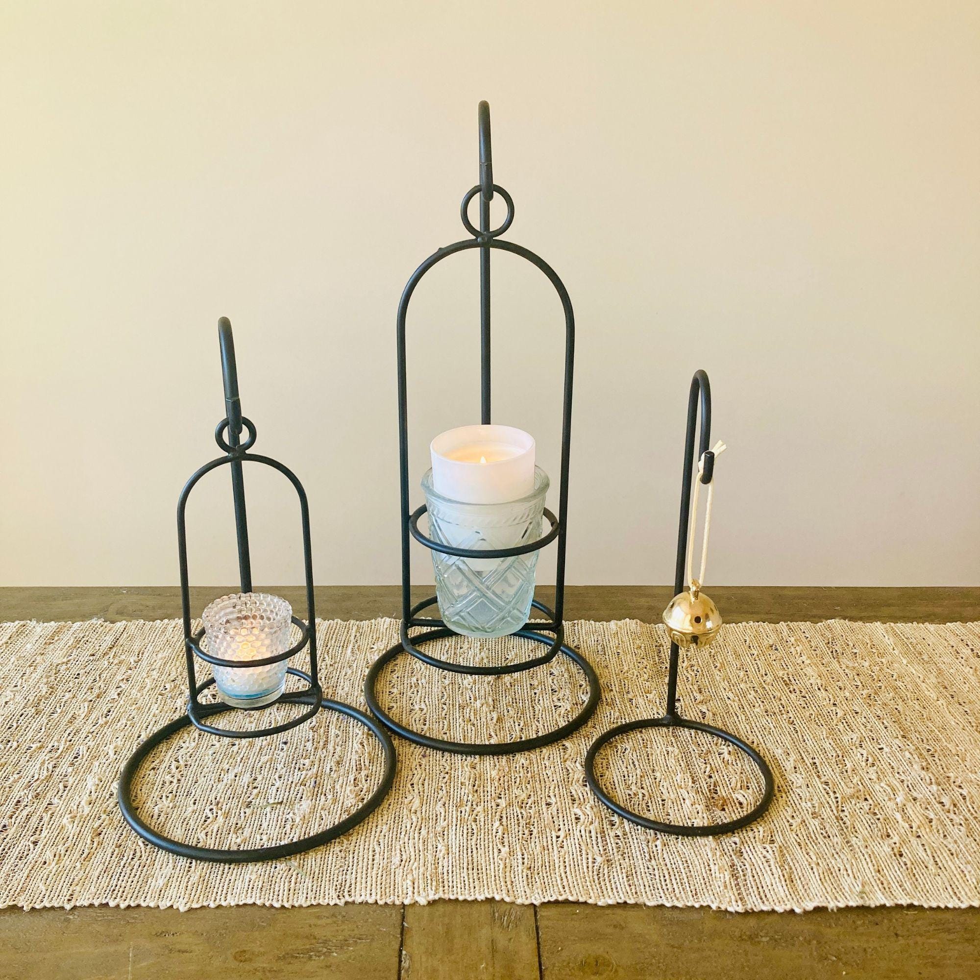 Rustic Wrought Iron Counter Hook Stand | Tabletop Hook Display for ...