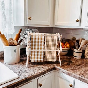Small Drying Rack Counter Top Table, Tea Towel Wood Laundry Rack ...