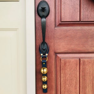 Custom Black or Brown Leather Sleigh Bells for Door Handle, Decorative ...