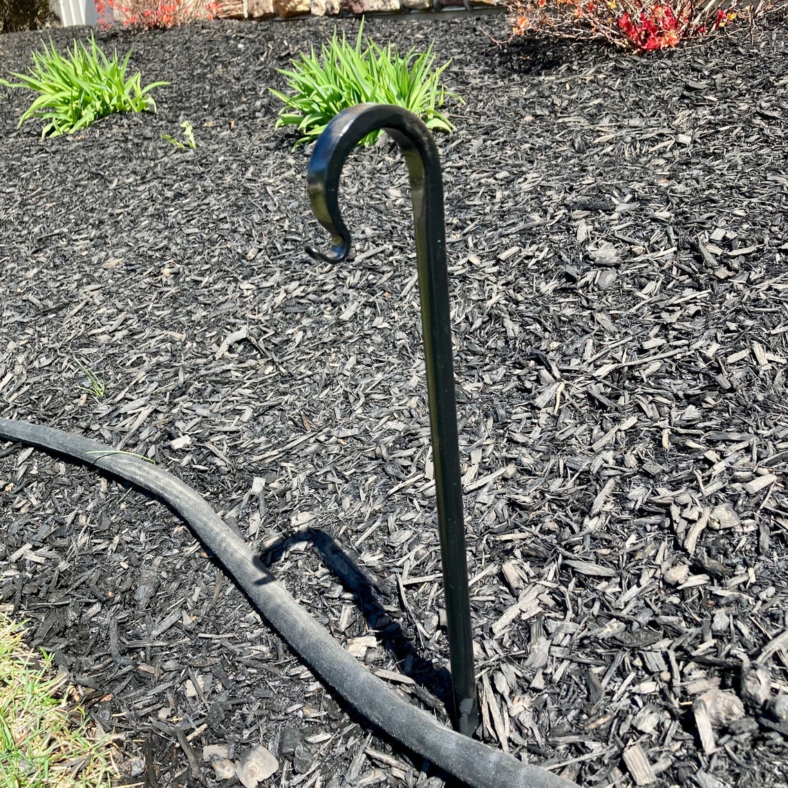 Hose Guide | Hand Forged Wrought Iron Stakes - Single or Set of 4 ...