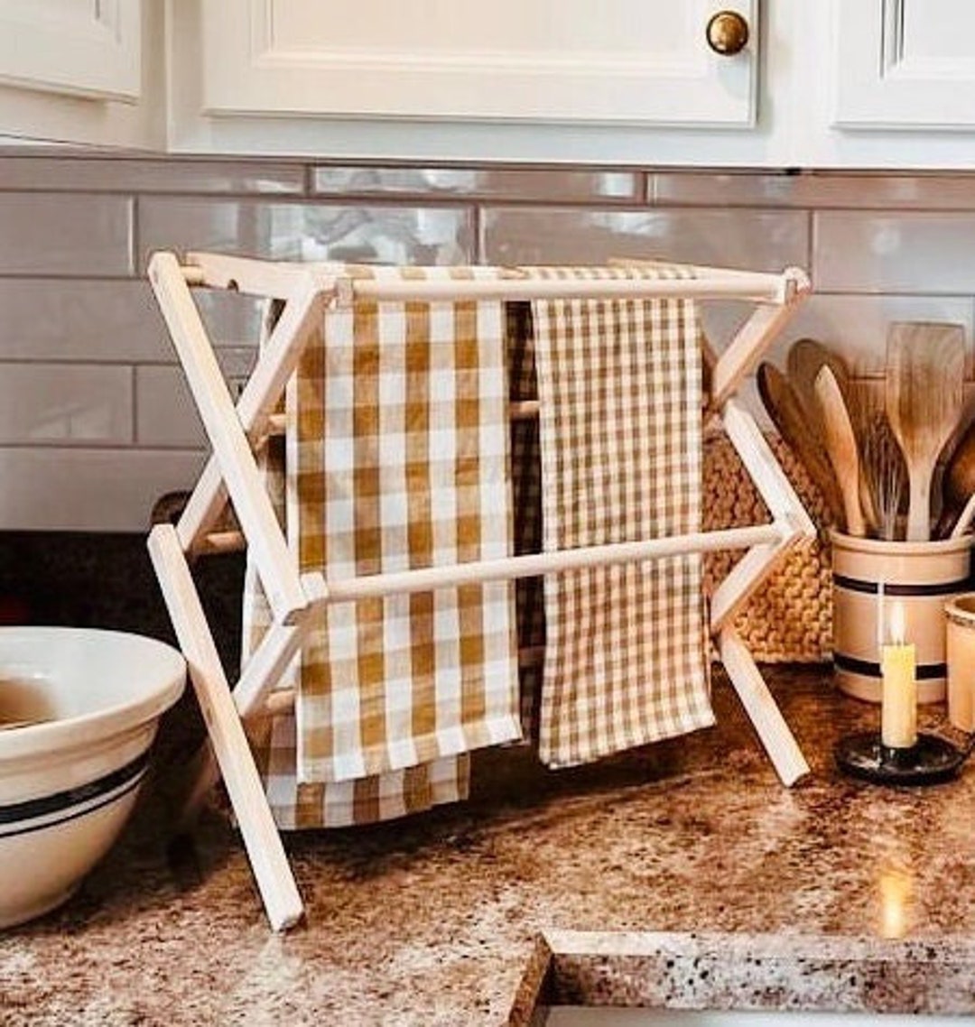 Small Drying Rack Counter Top Table, Tea Towel Wood Laundry Rack ...