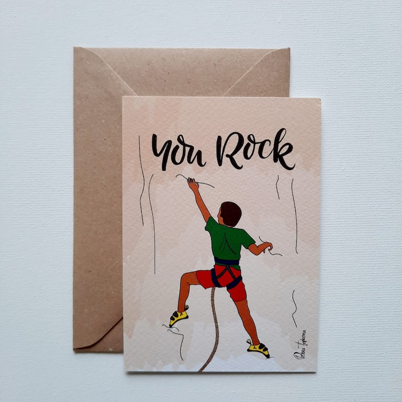 Bundle of 4 Rock Climbing Cards - Rockclimbers, Happy Birthday, Hang in ...