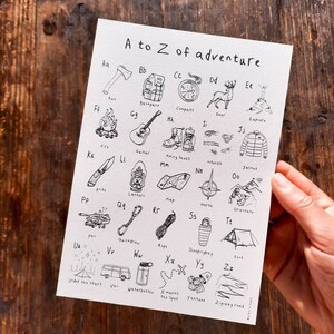 A to Z of Adventure Poster Art Print A5 - Climbing Gift, Kids Wall ...