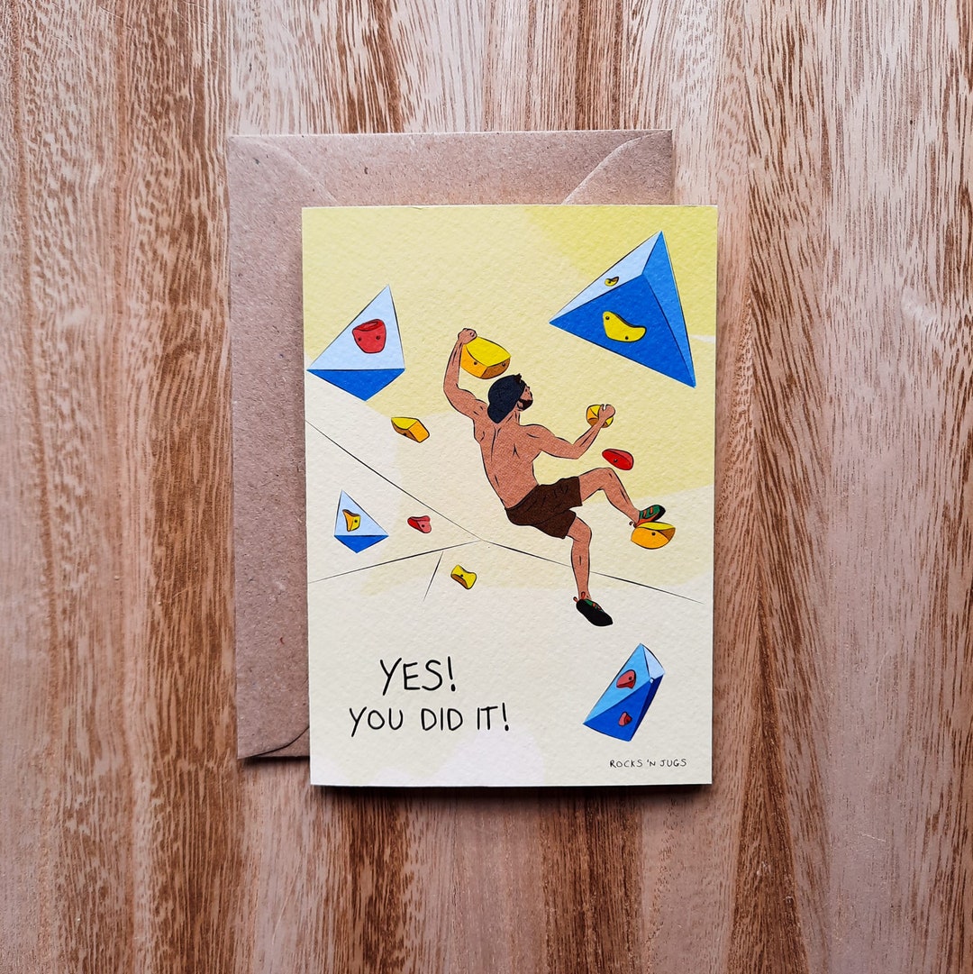 YES! You Did It! - Rock Climbing Greeting Card, Congratulations, You ...