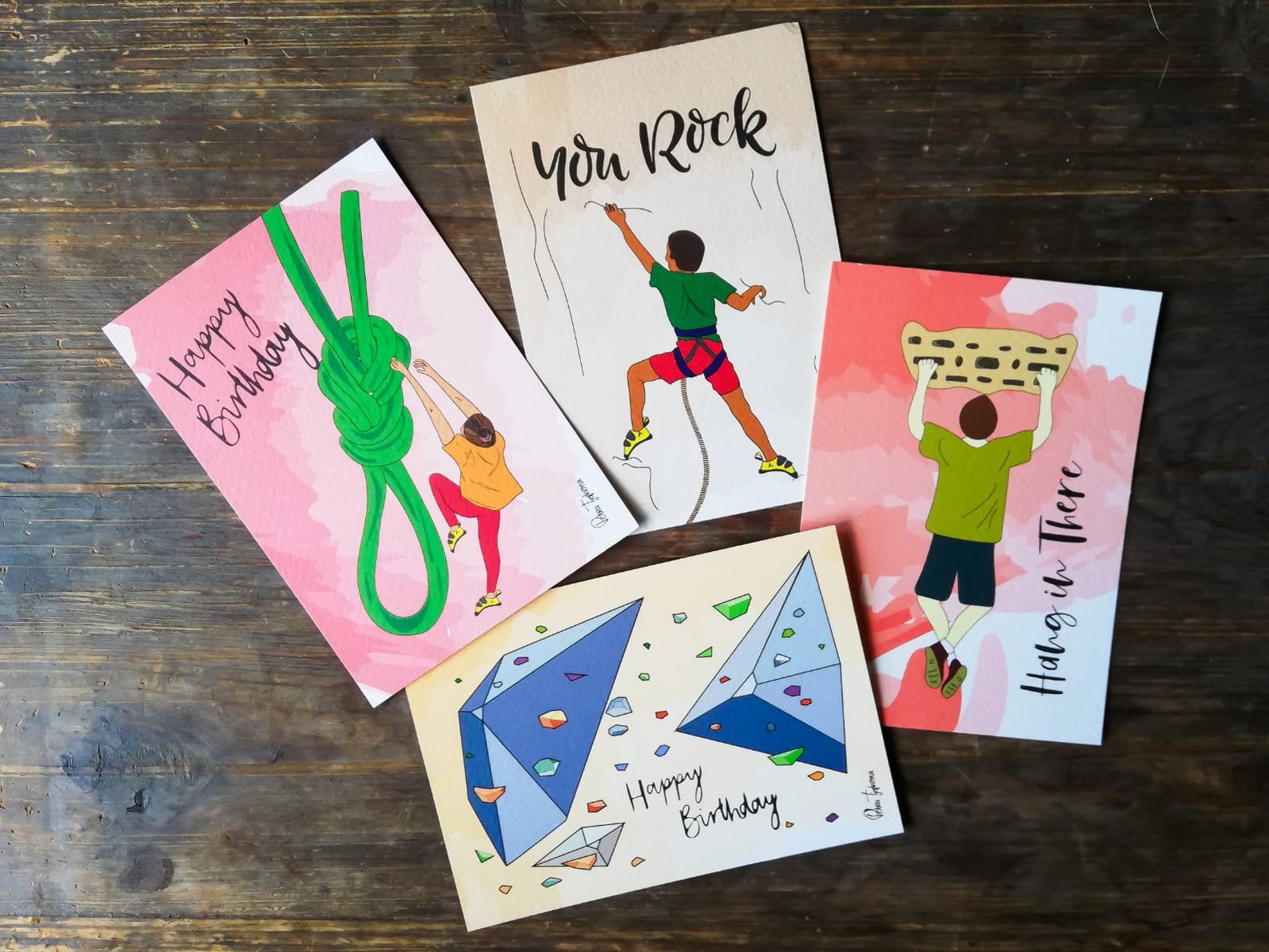 Rock climbing cards Set of 4 Bouldering Climbing | Etsy