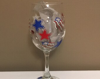 Patriotic wine glass | Etsy