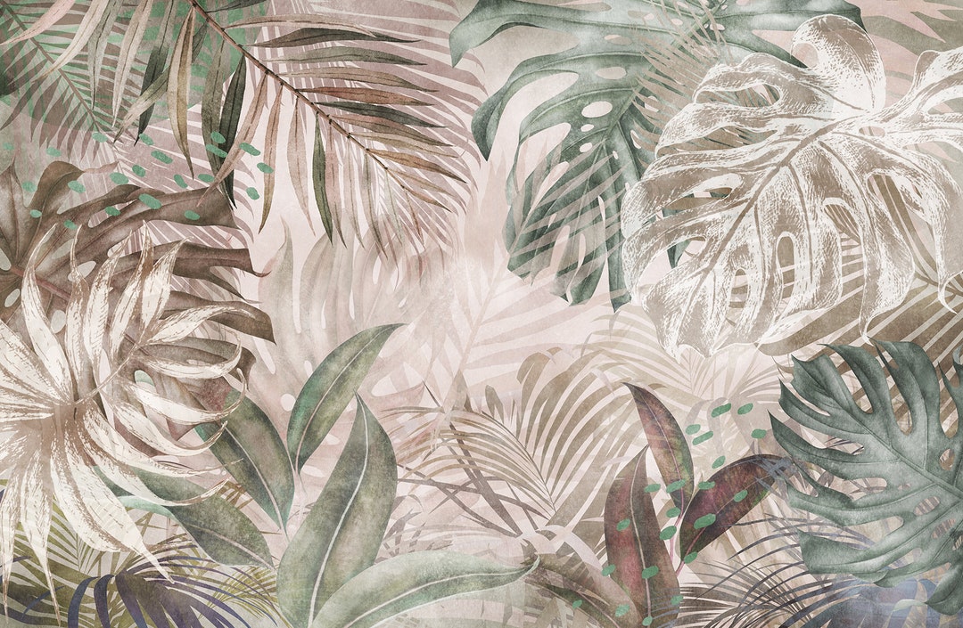Tropical Leaves Jungle Printable Wallpaper, Exotiv Leaf Instant ...