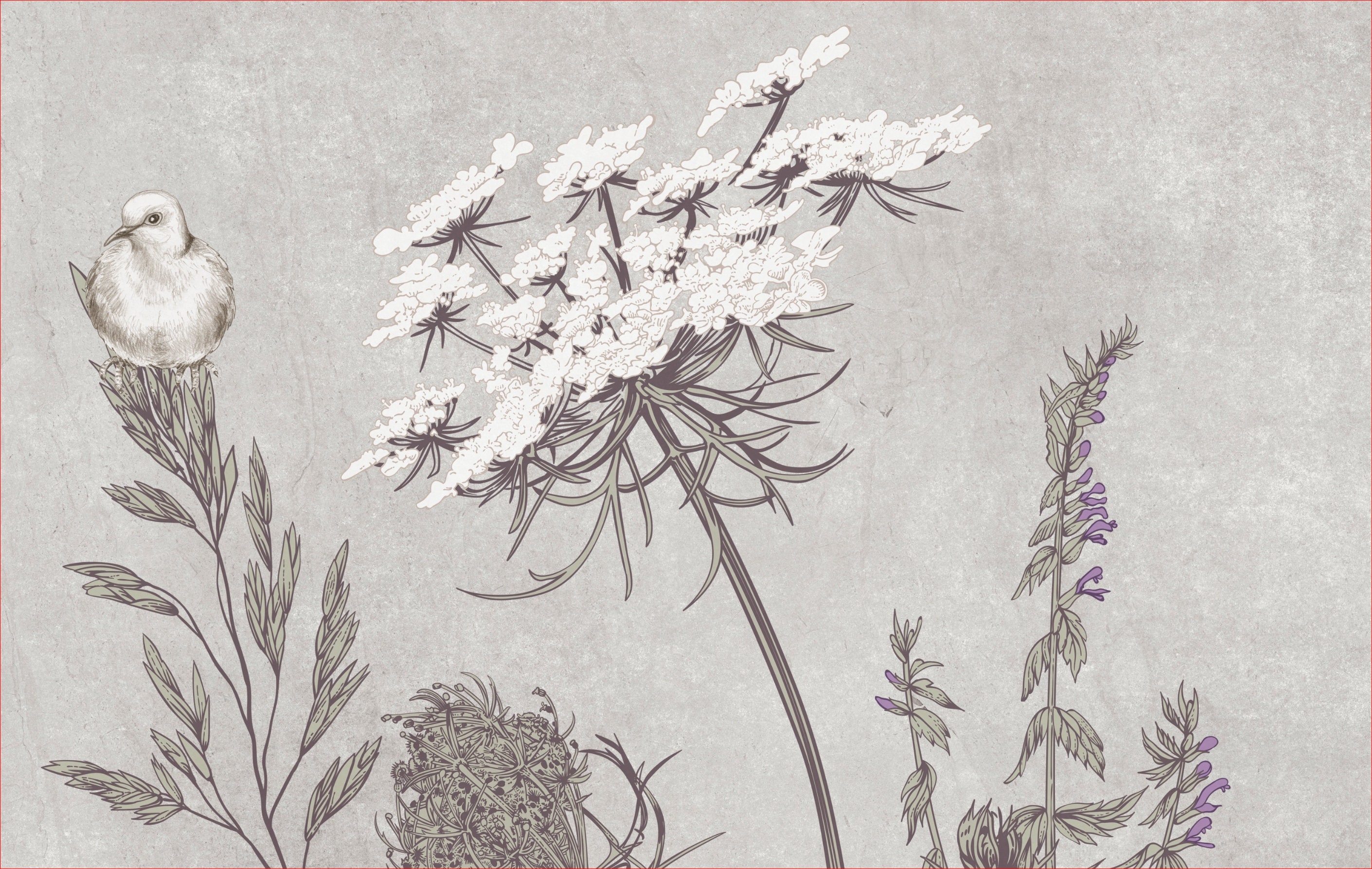 Bunnies and Herbs Nursery Wallpaper Mural Instant Download, Printable ...