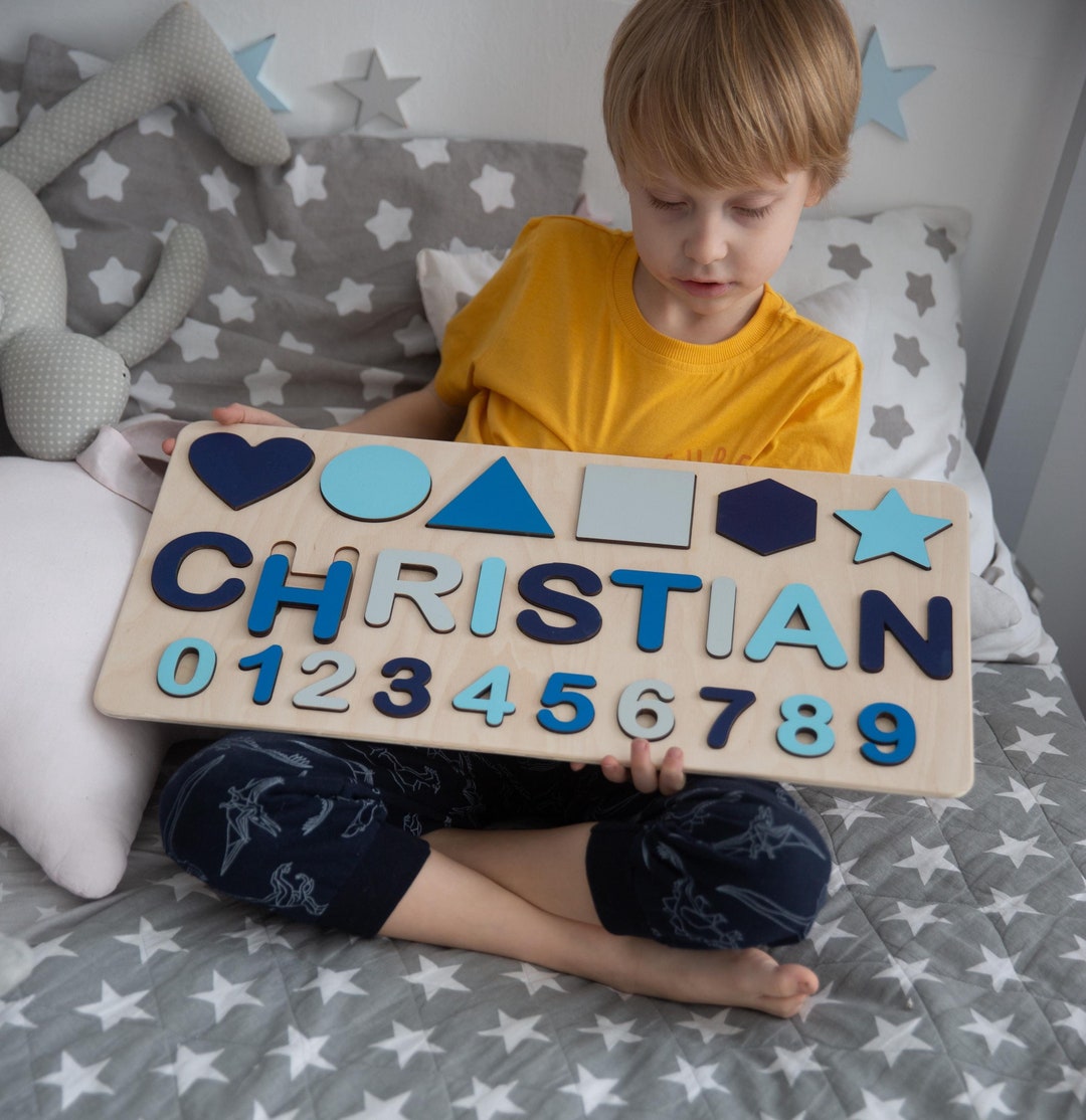 Educational Name Puzzle With Names in Numbers & Shapes Christmas Gifts ...
