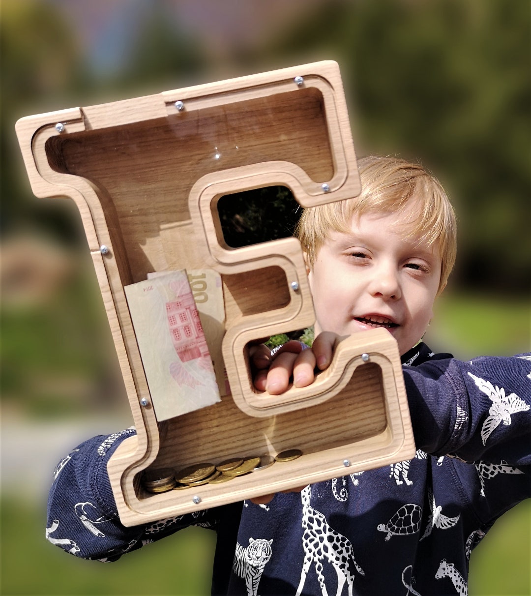 Personalized Money Box for Kids, Wooden Coin Bank for Boys , Nursery ...