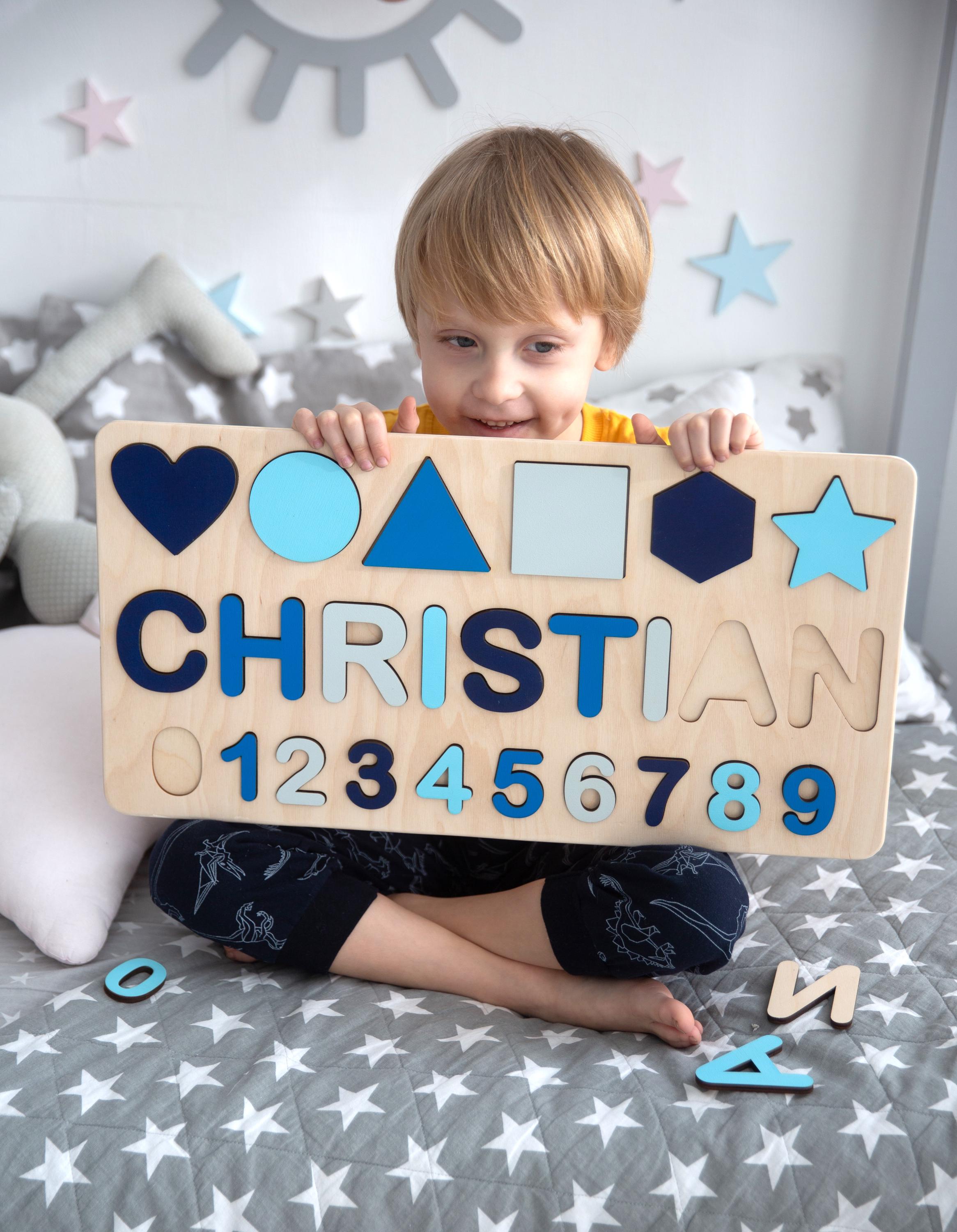 Educational Name Puzzle With Names in Numbers & Shapes Christmas Gifts ...
