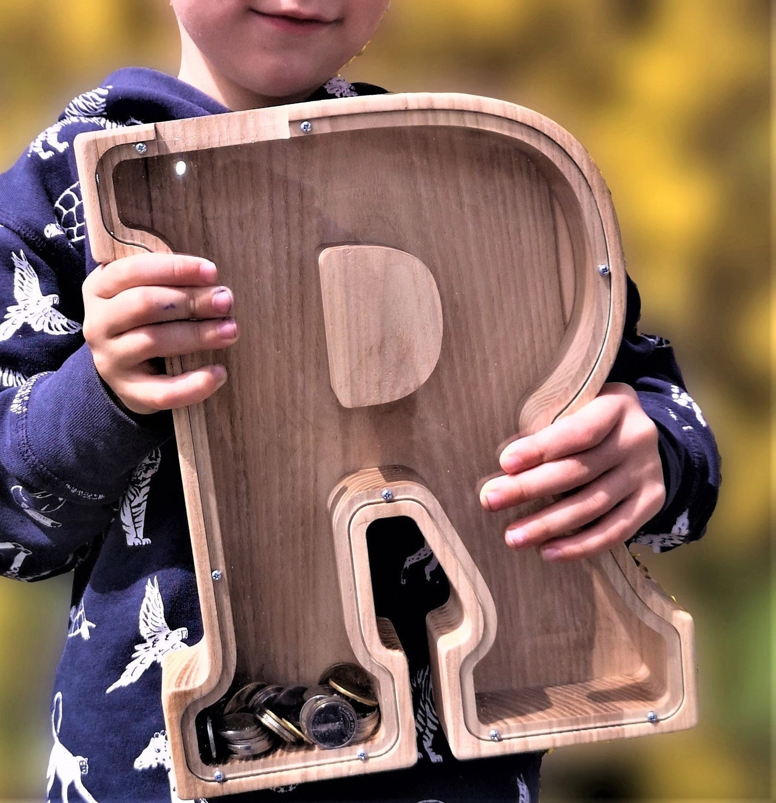 Personalized Money Box for Kids Wooden Coin Bank for Boys - Etsy