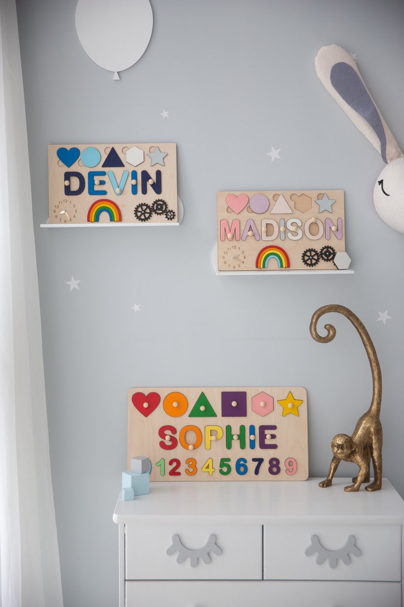Custom Blue Name Puzzle Personalized Busy Board Kids Name - Etsy