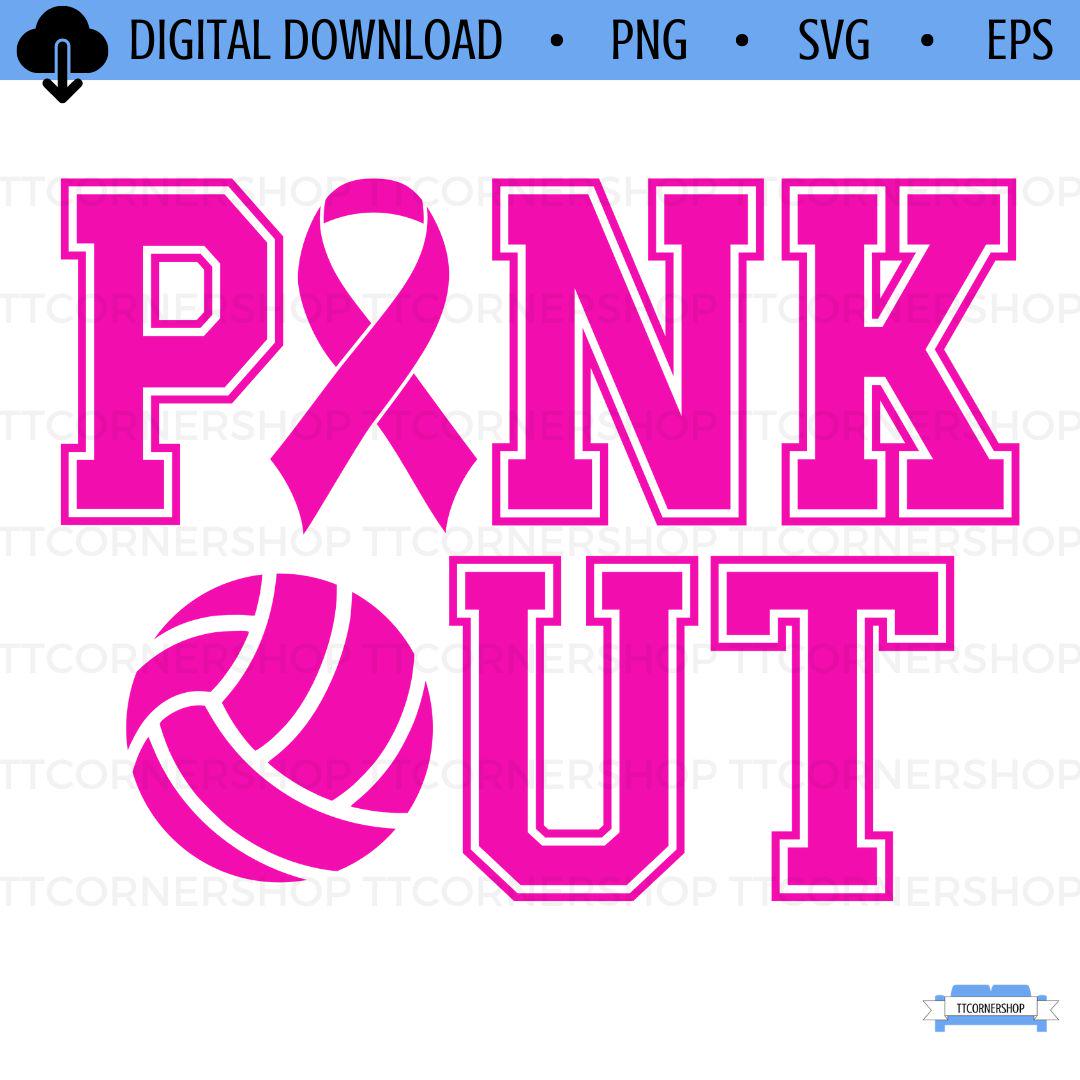 Pink Out Volleyball SVG | Breast Cancer Awareness Designs | Perfect for ...