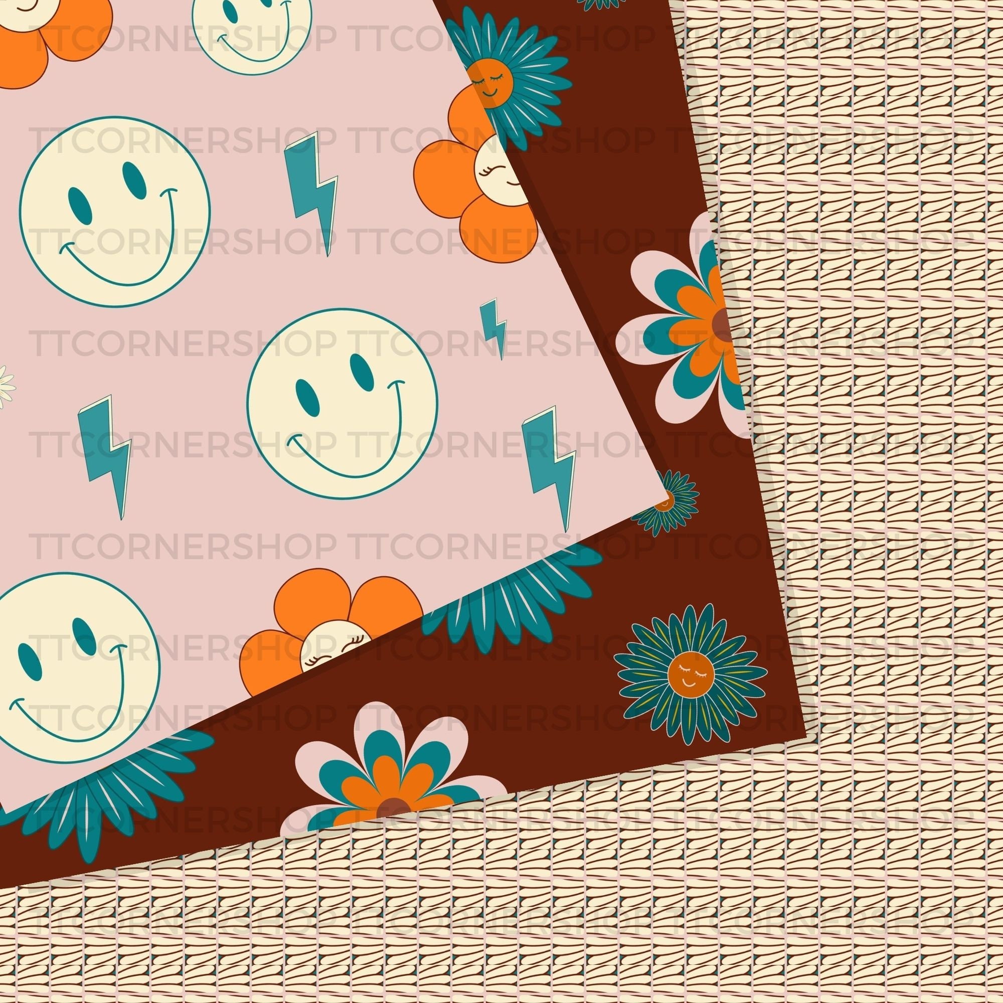 Retro Groovy Digital Papers | Retro Digital Paper | Groovy Digital ...