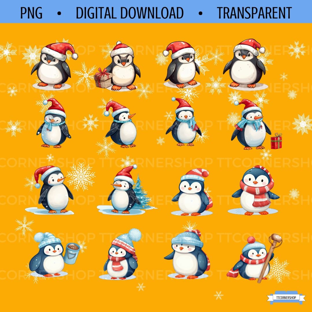 Holiday Penguins | Christmas Clip Art | Winter Animals | Christmas ...