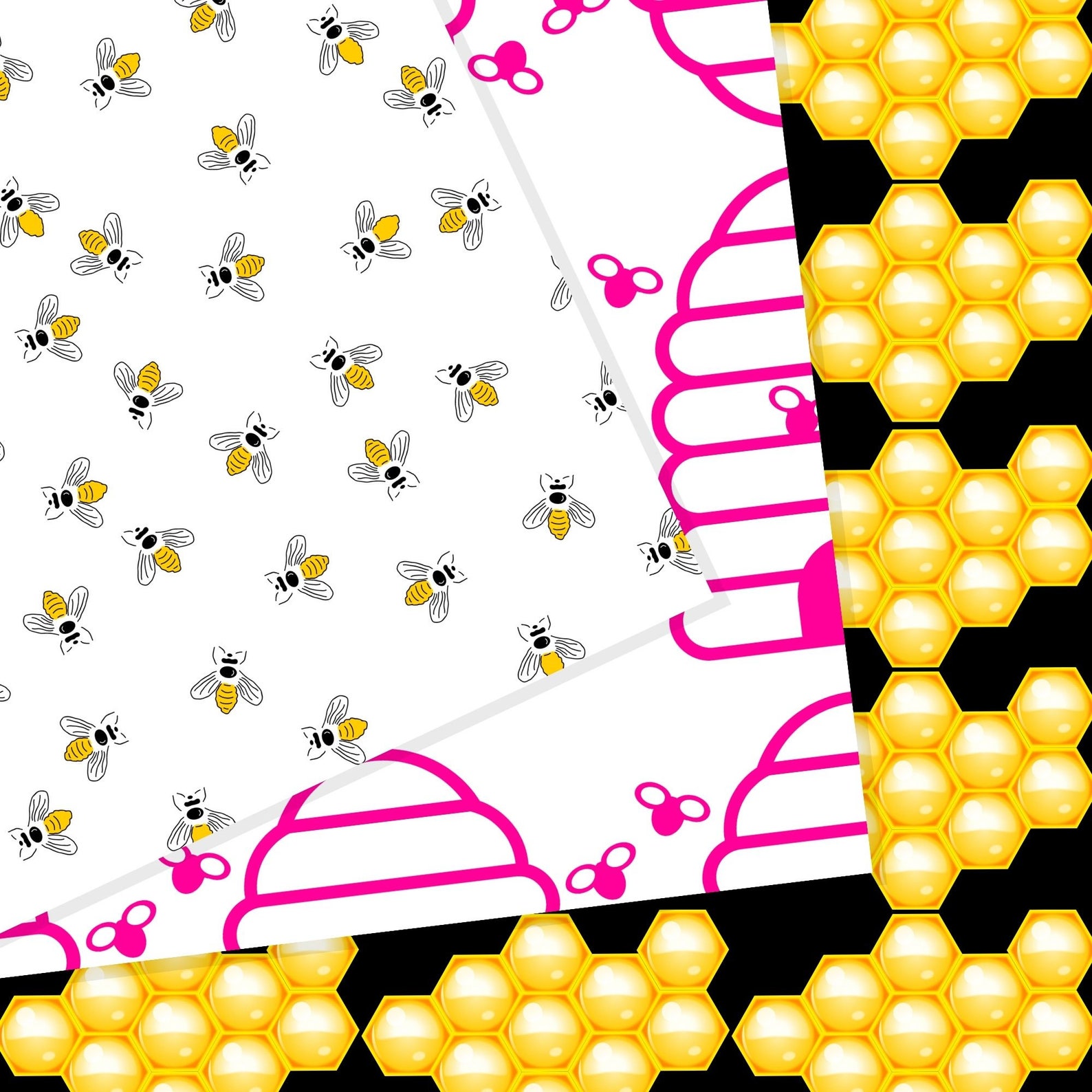Hot Pink Bee Digital Print Papers - Etsy