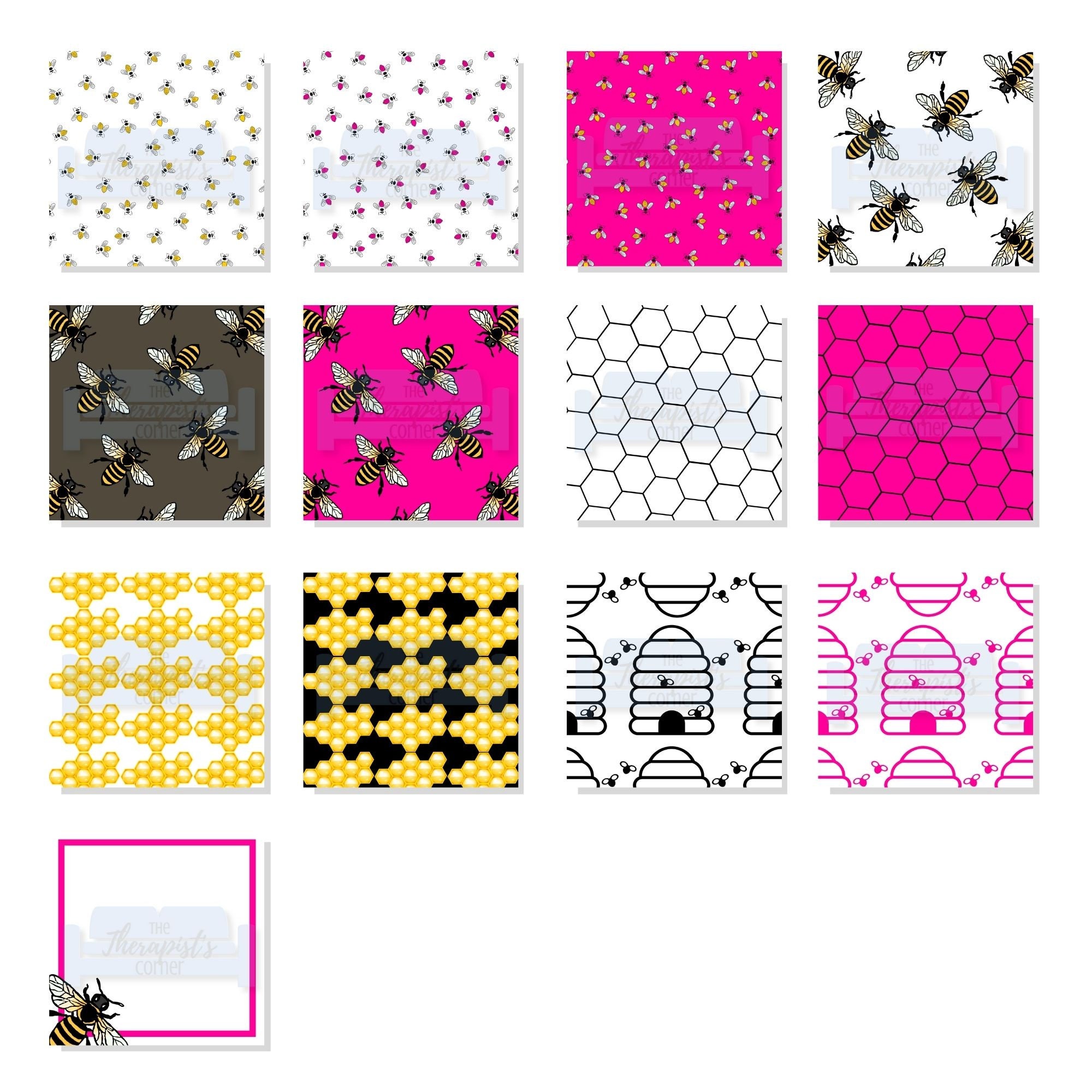Hot Pink Bee Digital Print Papers - Etsy