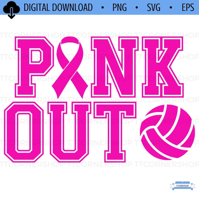 Pink Out Volleyball SVG Bundle | 10 Breast Cancer Awareness Designs ...
