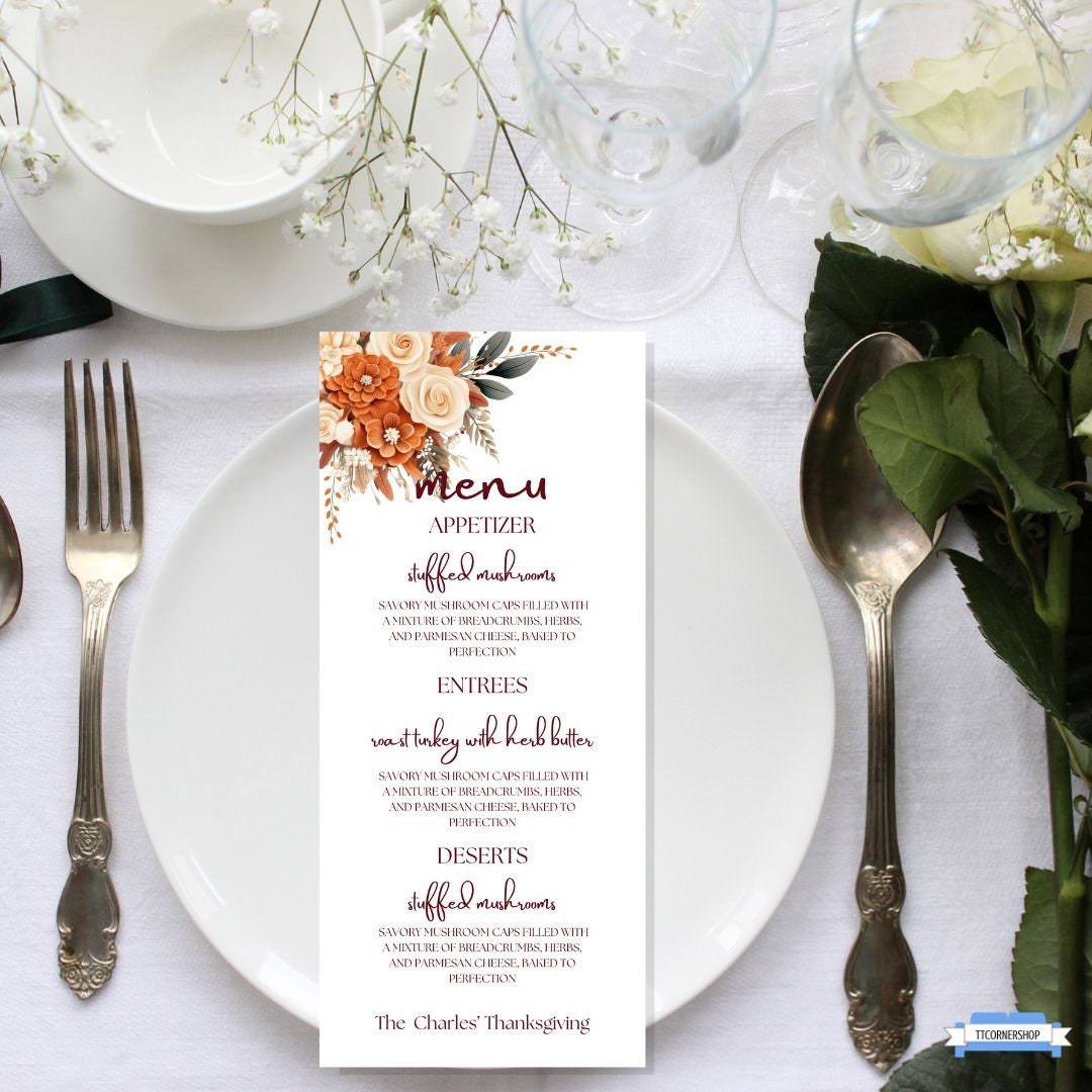 Terracotta Wedding Menu Template |terracotta Wedding Menu Cards ...
