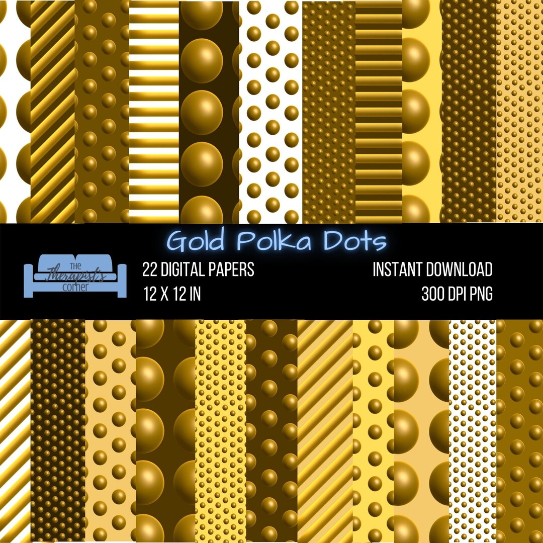 Gold Polka Dot Digital Paper - Etsy