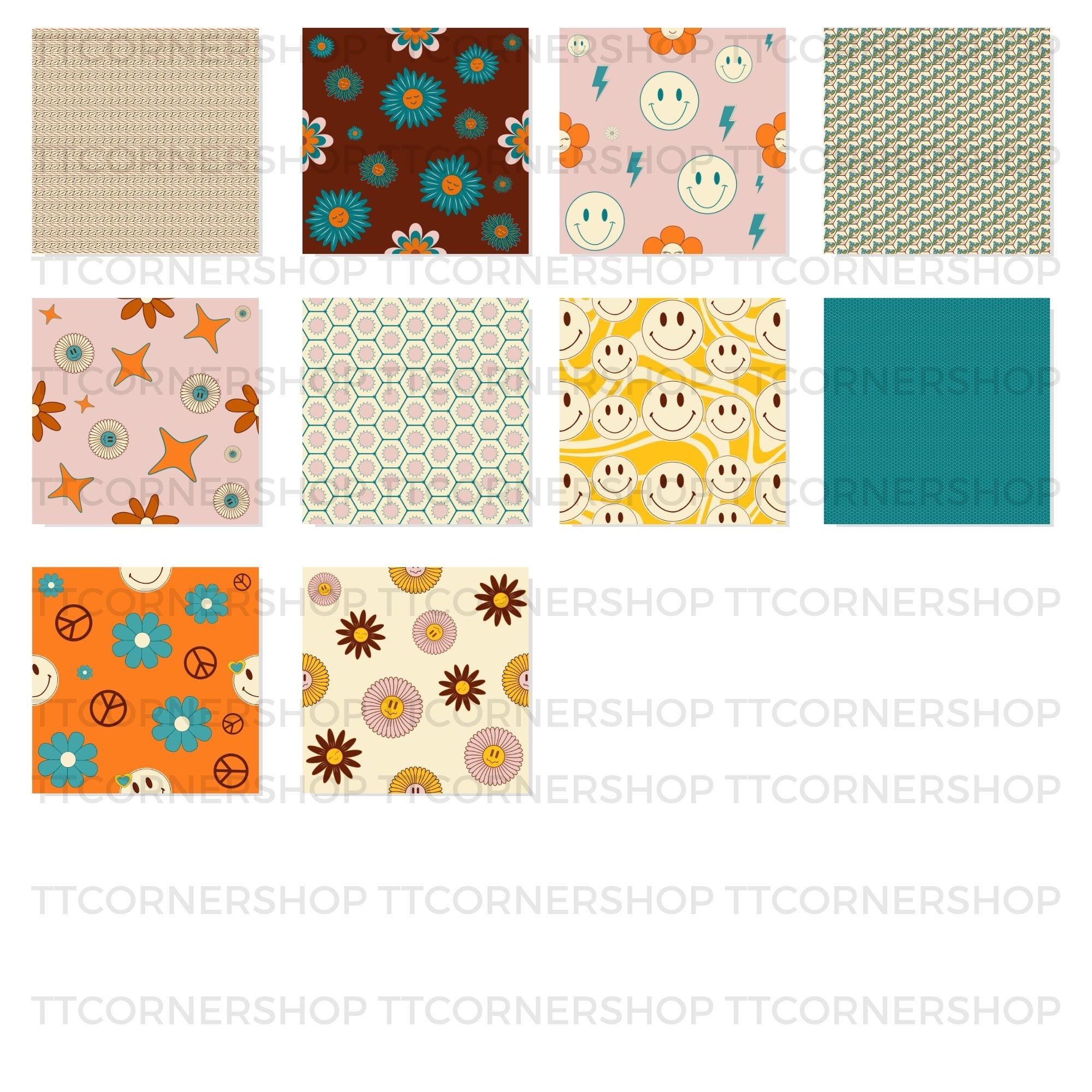 Retro Groovy Digital Papers | Retro Digital Paper | Groovy Digital ...