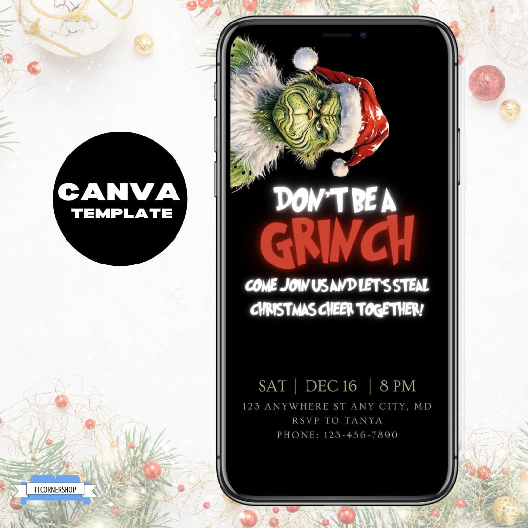 Digital Funny Grinchmas Party Invitation Grinch Invitation - Etsy