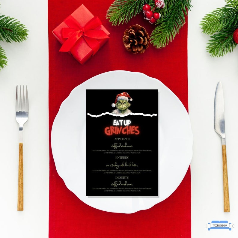 Grinch Christmas Menu Card Template Grinch Menu Printable Christmas ...