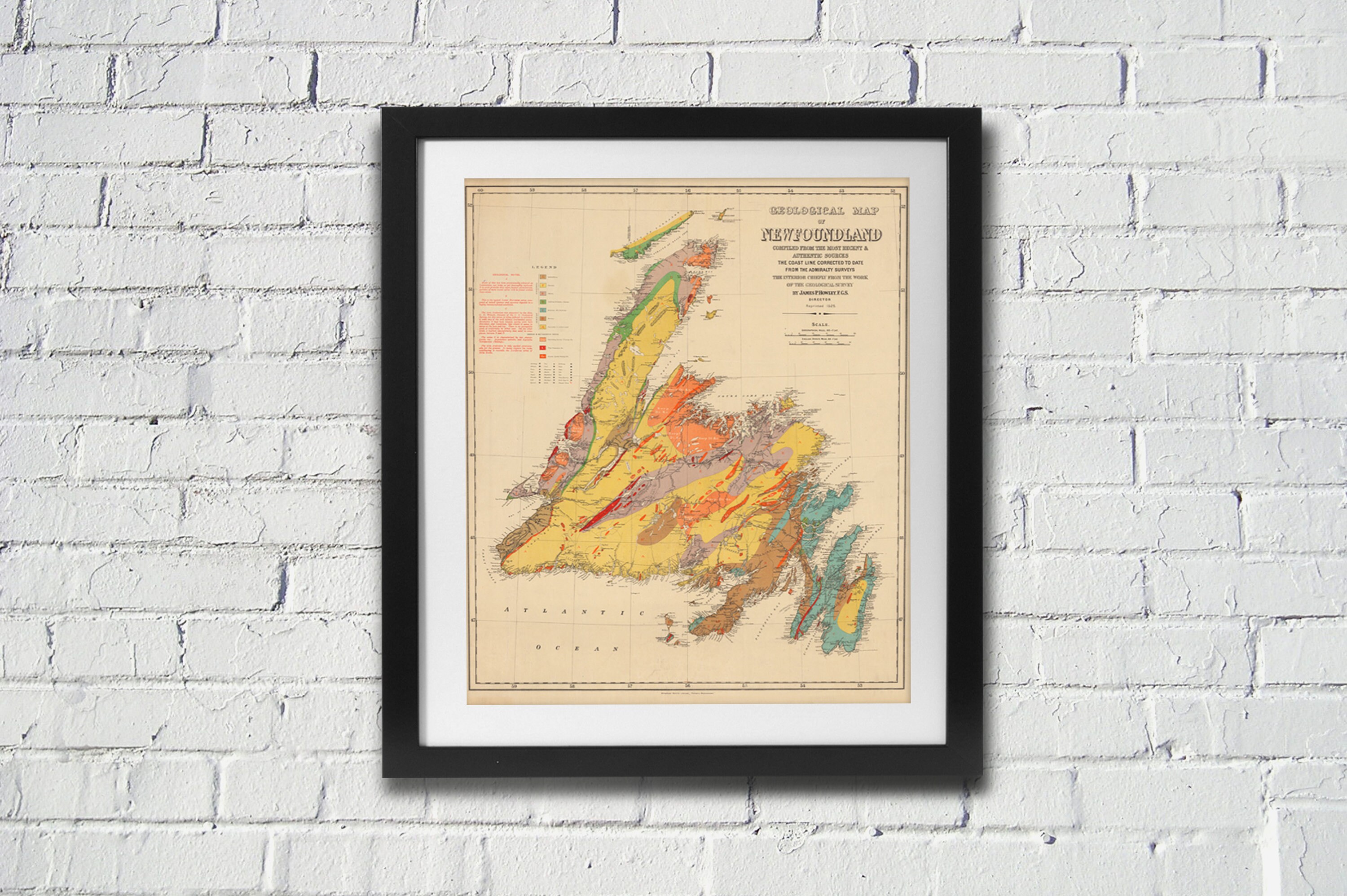 1925 Geological Map of Newfoundland Antique Reprint | Etsy