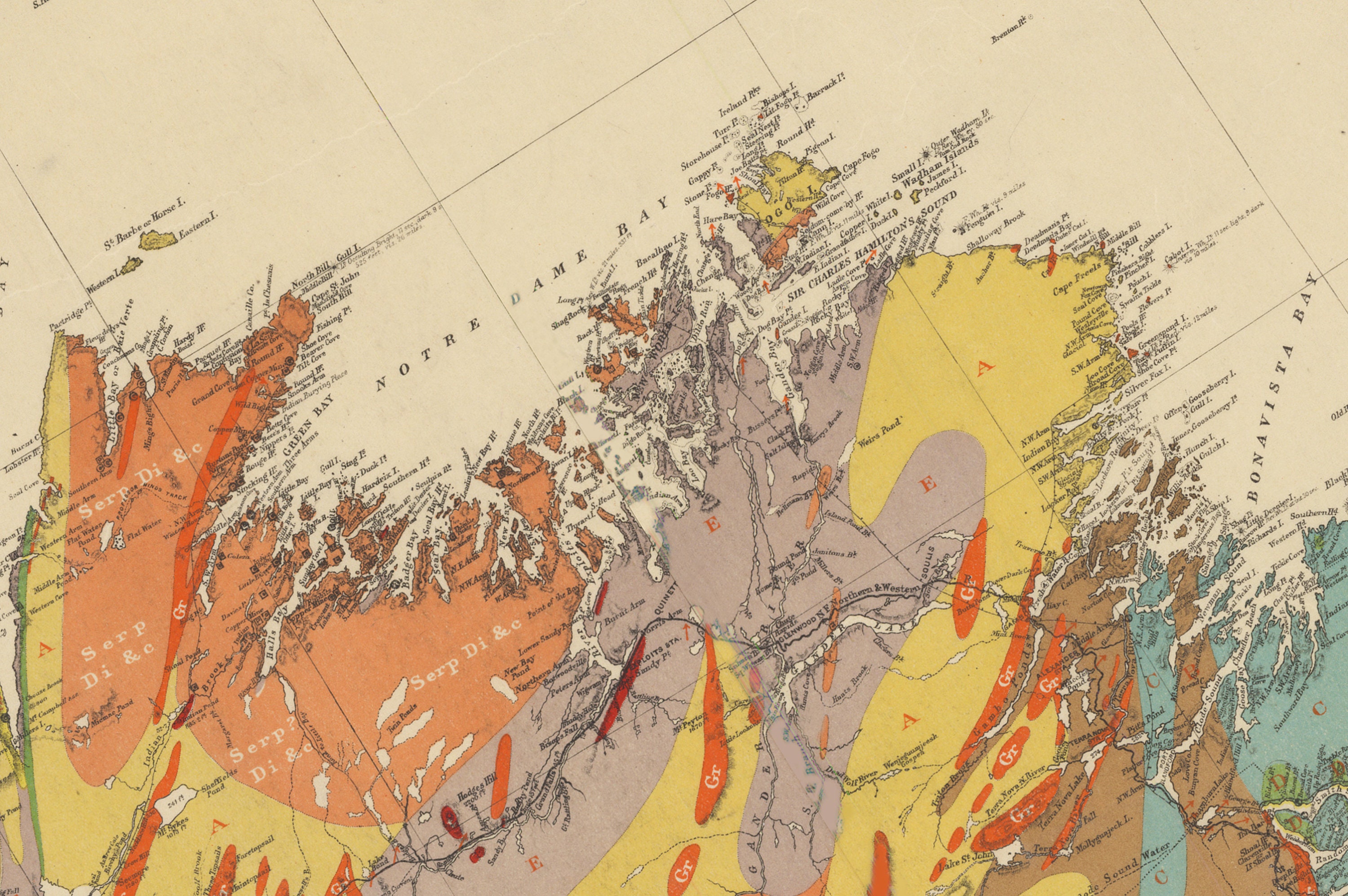 1925 Geological Map of Newfoundland Antique Reprint | Etsy