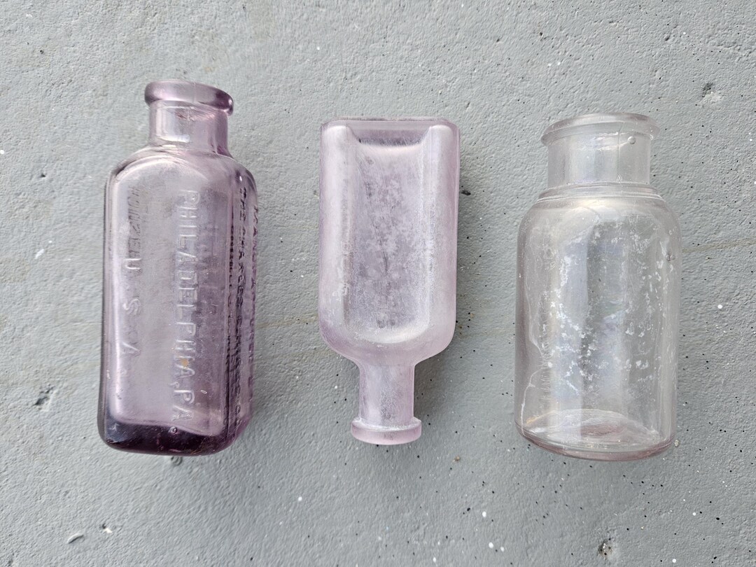 Three Purple Antique Bottles - Etsy